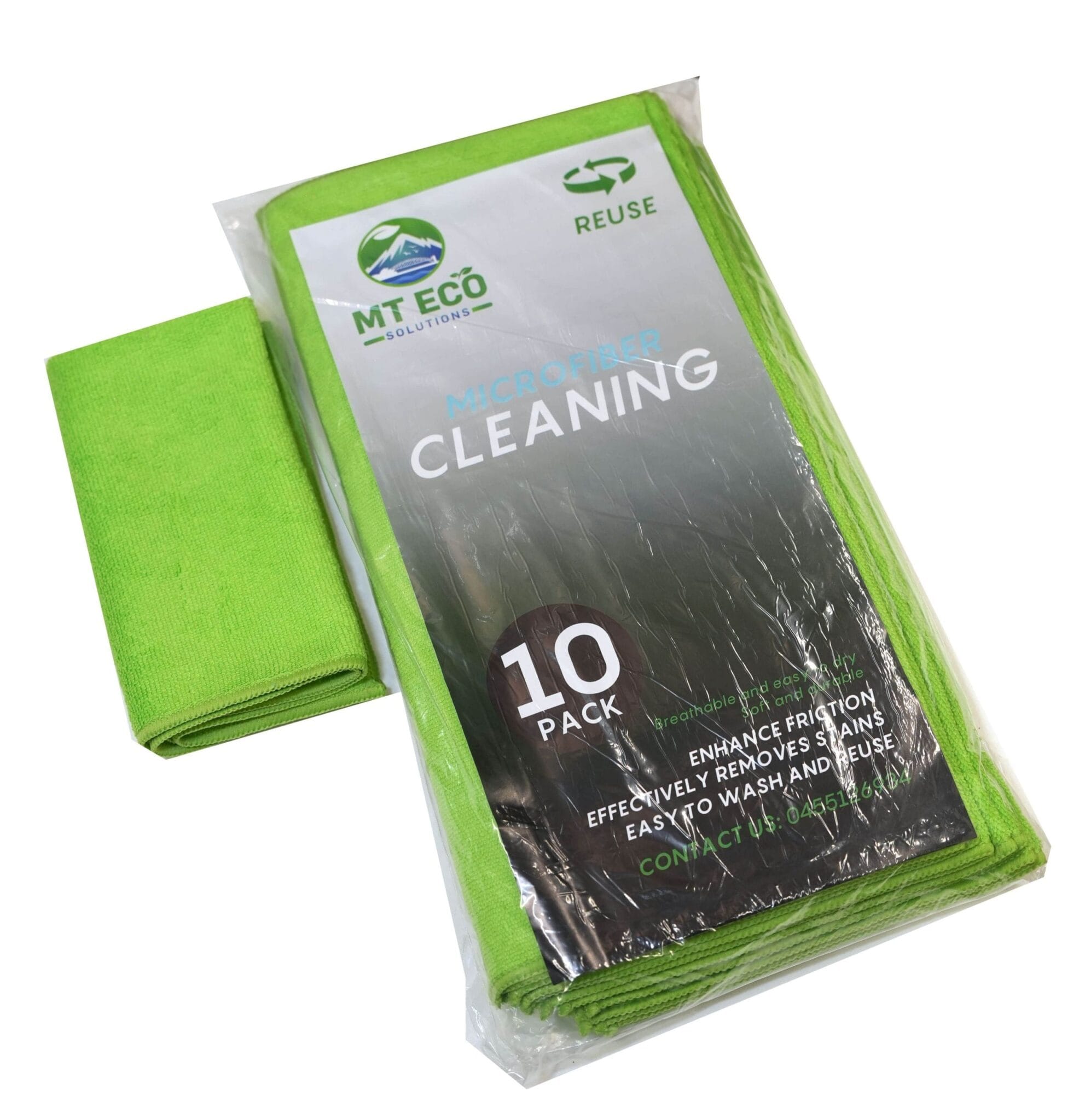 Microfibre Cloths Green 40x40cm 250ctn 10pkt x 25ctn - Elite Packaging